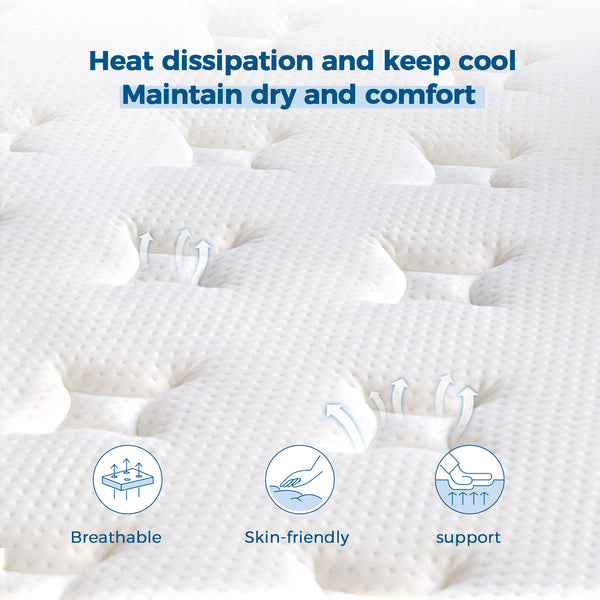 Inofia Double Mattress 12 Inch Memory Foam Sprung Mattress 4FT6 Pressu ...