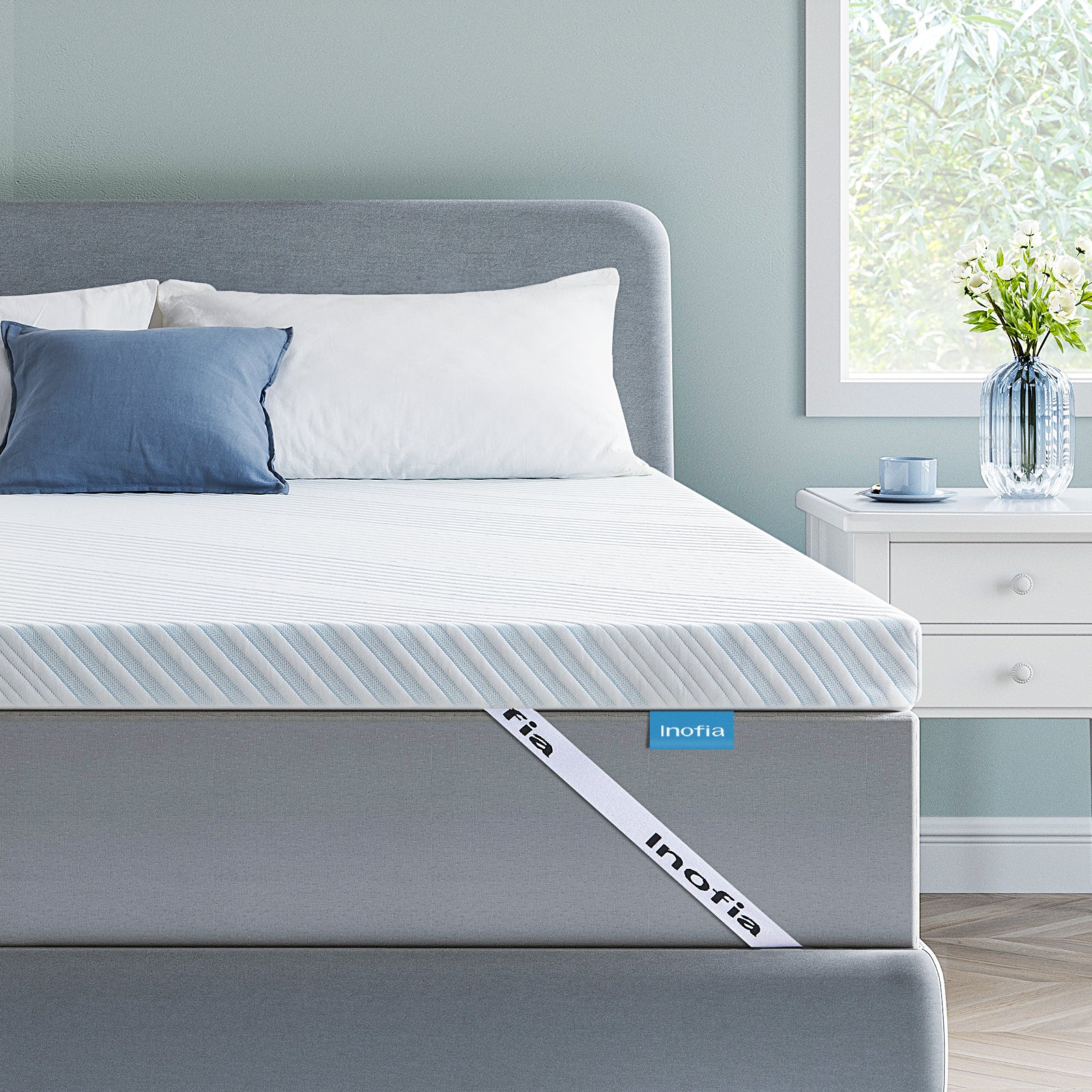 Inofia 5CM Mattress Topper Gel Memory Foam, Dual Layer with Breathable